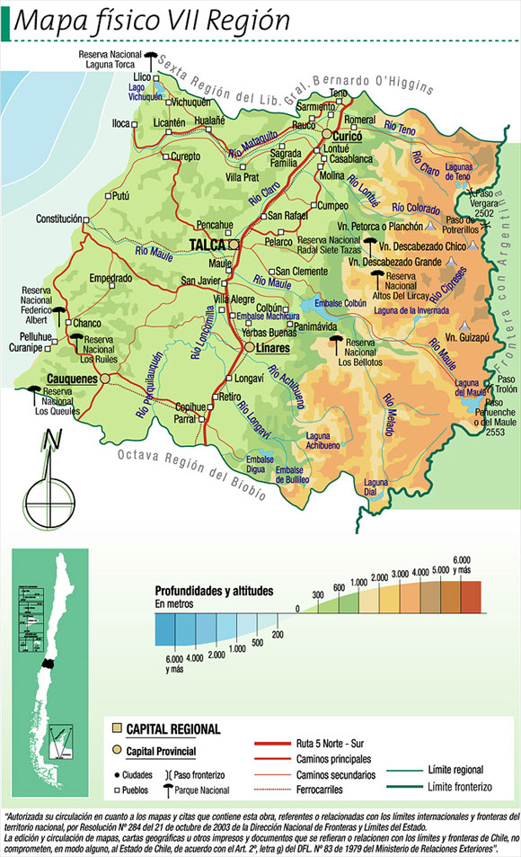 CuricoChile.com - Mapa Físico