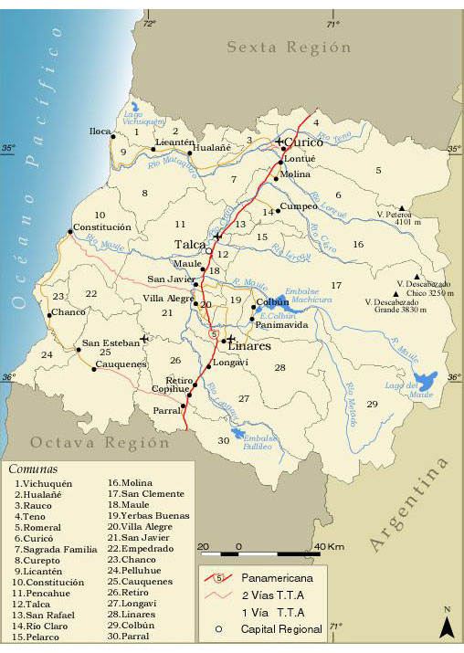 CuricoChile.com - Mapa 7a Región